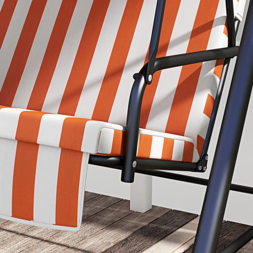 Orange 3-Seater Canopy Swing Chair with Top Roof - Heavy Duty Metal ...