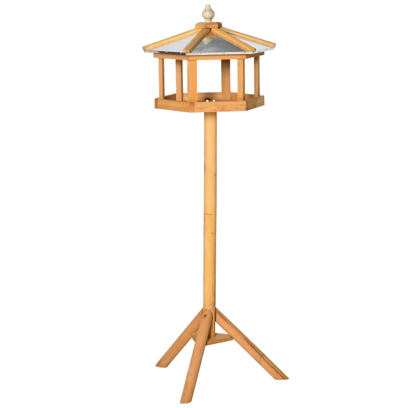 Wooden Bird Table - Free Standing Feeder Station for Garden, Sheltered