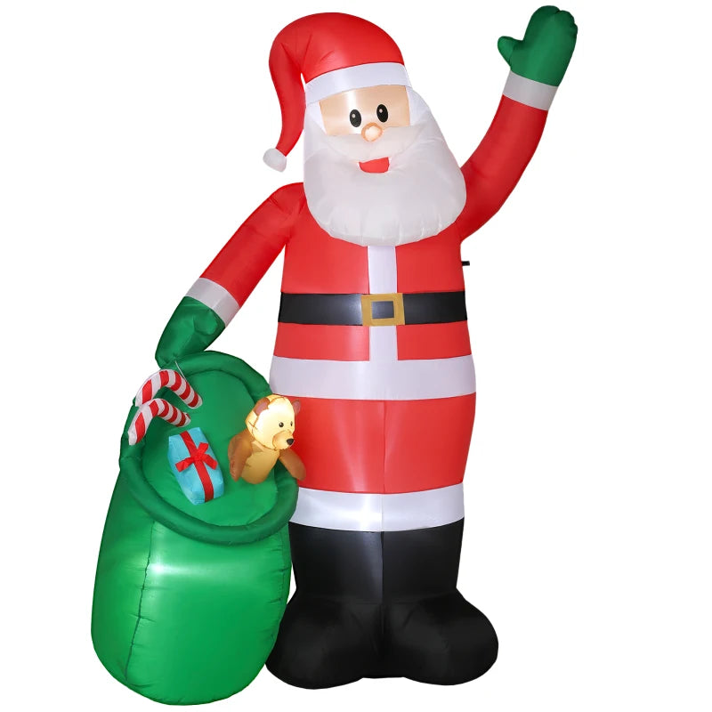 9ft Christmas Inflatable Santa with Bear Sack - Giant LED Blow Up Deco