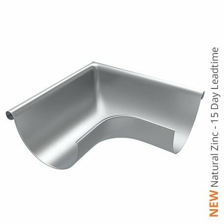 150mm Half Round Natural Zinc 90degree External Gutter Angle